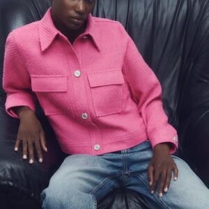 Zara | Jackets & Coats | Zara Pink Tweed Jacket | Poshmark